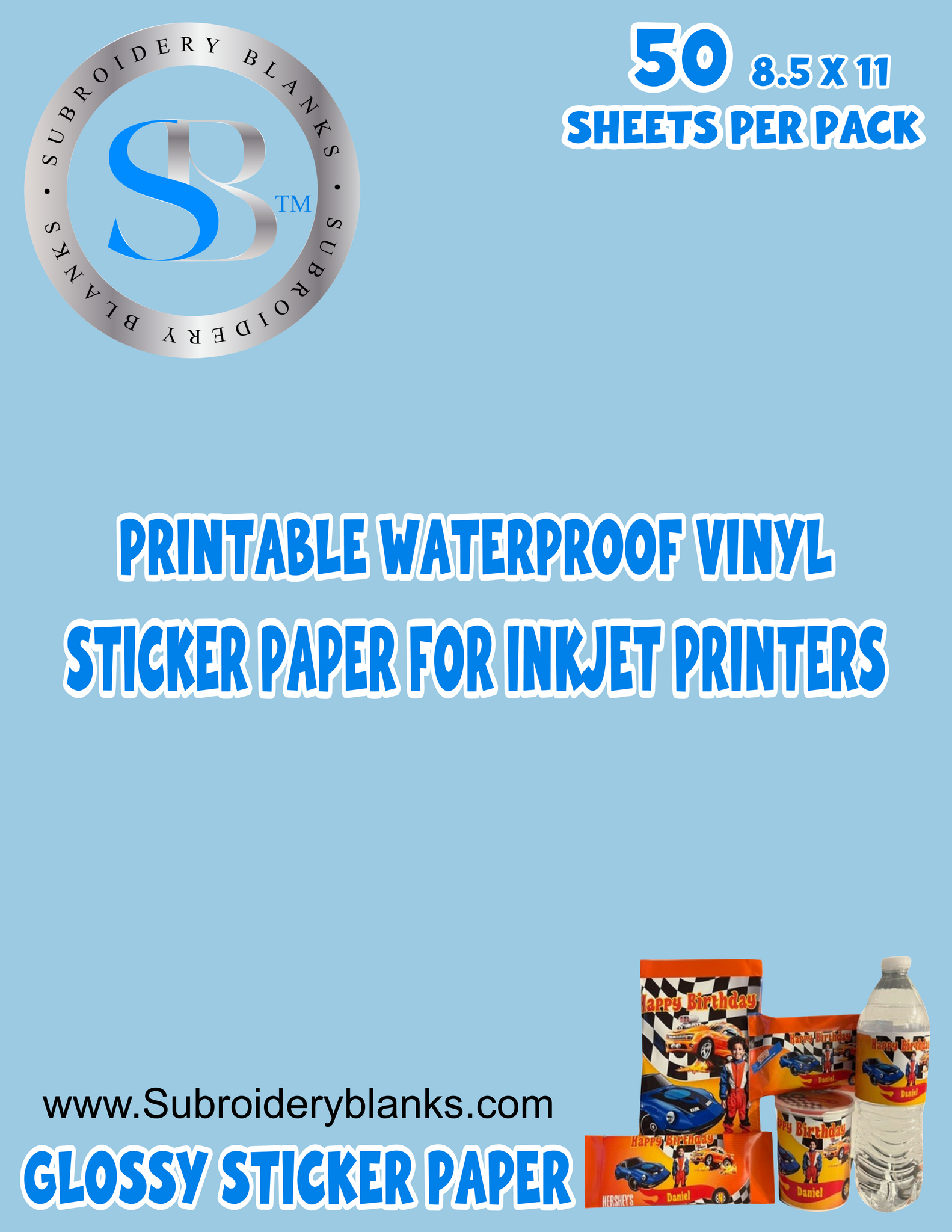 "Printable Waterproof Vinyl Sticker Paper for Inkjet Printers - Glossy ...